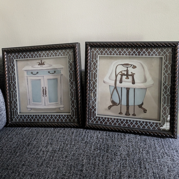 Wall Decor | Bathtub Sink Glitter Print Frame Set | Poshmark